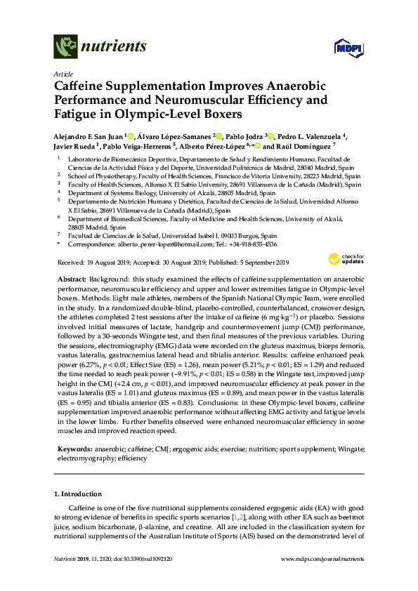 (PDF) Caffeine Supplementation Improves Anaerobic Performance and ...