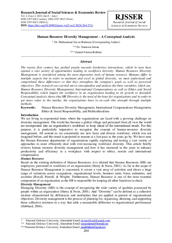 (PDF) Human Resource Diversity Management – A Conceptual Analysis
