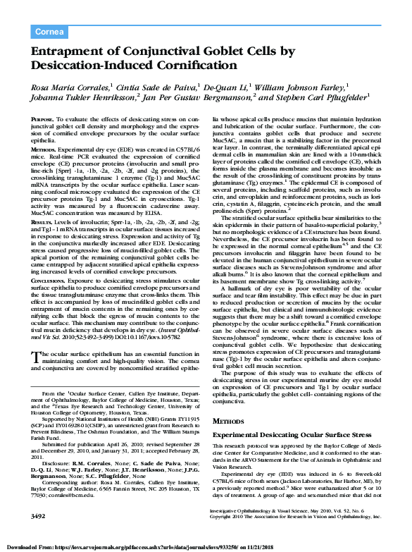 (PDF) Entrapment of Conjunctival Goblet Cells by Desiccation-Induced ...