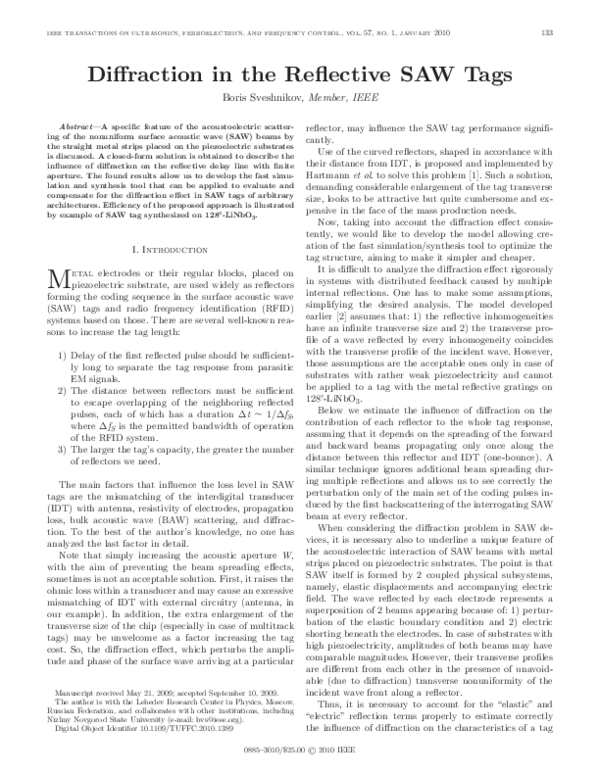 (PDF) Diffraction in the reflective SAW tags