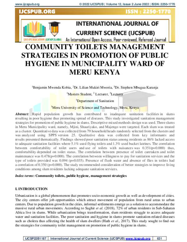 (PDF) COMMUNITY TOILETS MANAGEMENT STRATEGIES IN PROMOTION OF PUBLIC ...