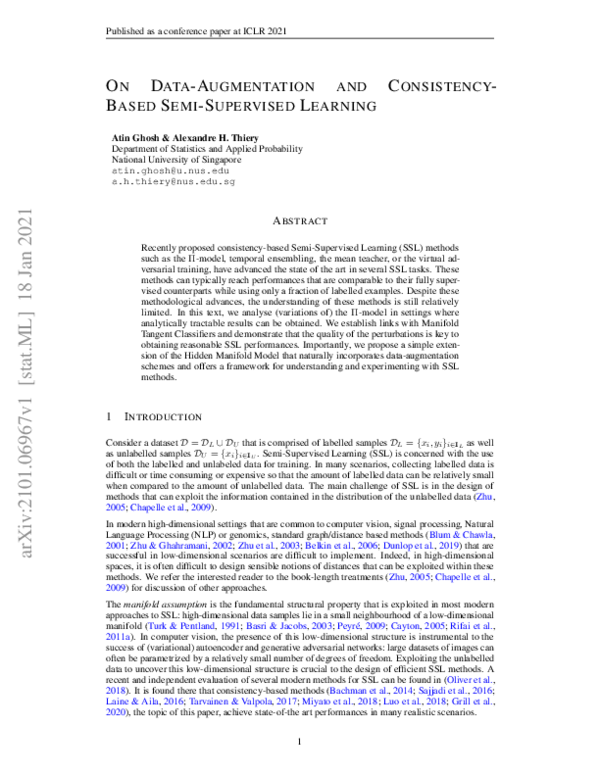 (PDF) On Data-Augmentation and Consistency-Based Semi-Supervised Learning