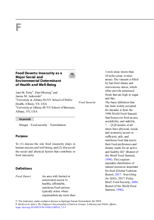 (PDF) Food Deserts: Insecurity as a Major Social and Environmental ...