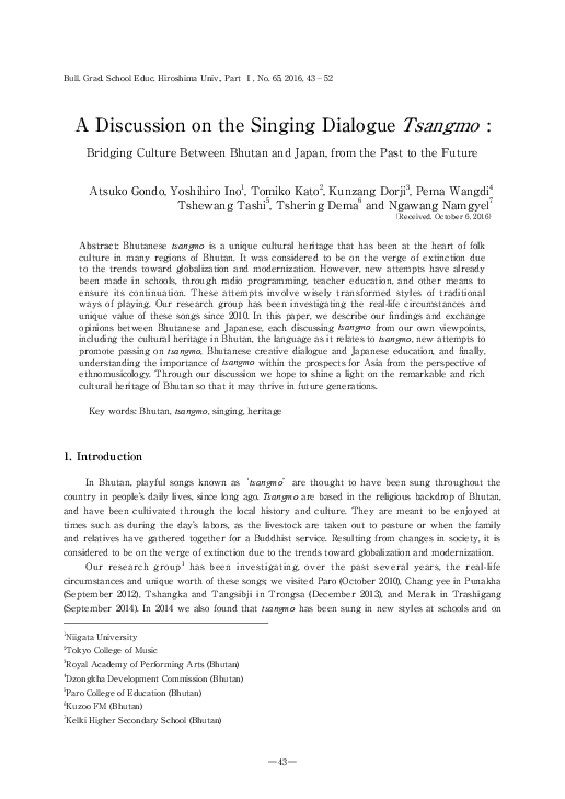 (PDF) A Discussion on the Singing Dialogue Tsangmo : Bridging Culture ...