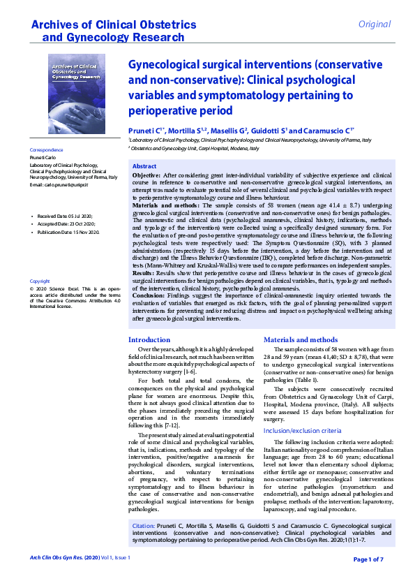 (PDF) Archives of Clinical Obstetrics and Gynecology Research | Science ...