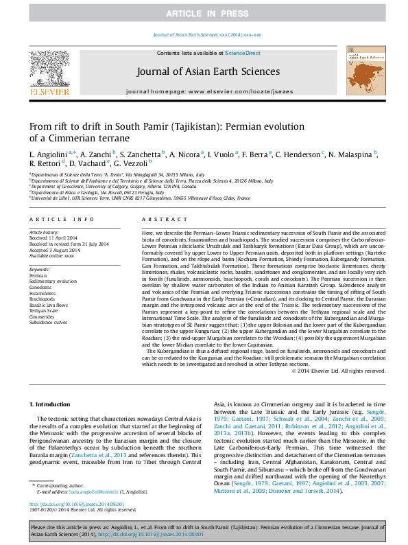 (PDF) From rift to drift in South Pamir (Tajikistan): Permian evolution ...