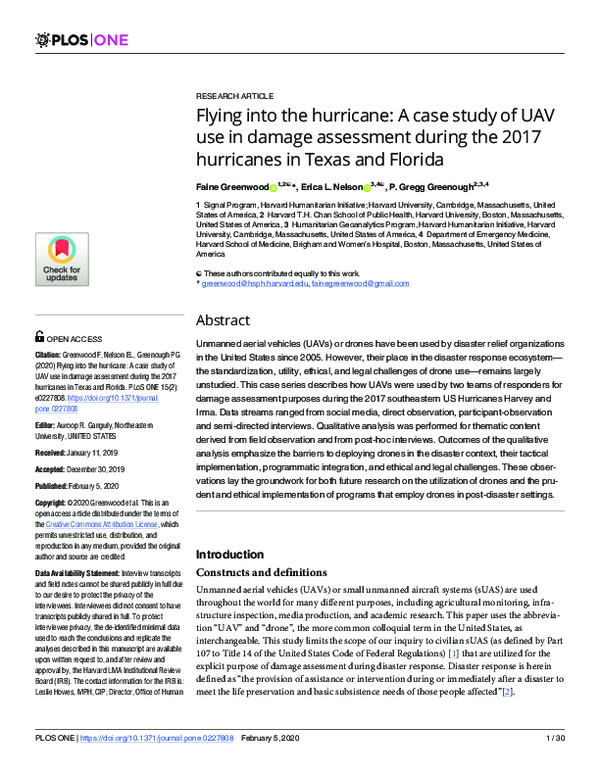 (PDF) Flying into the hurricane: A case study of UAV use in damage ...