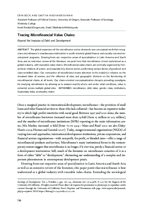 (PDF) Tracing Microfinancial Value Chains