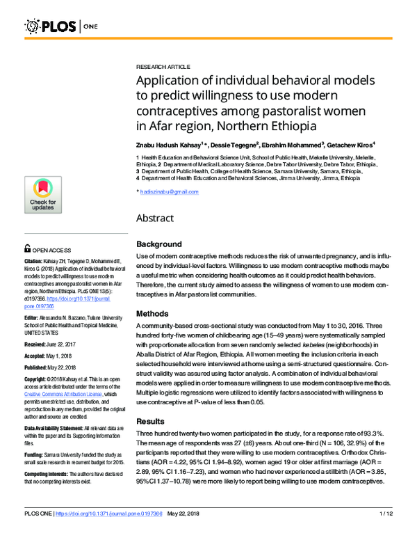 (PDF) Application of individual behavioral models to predict ...
