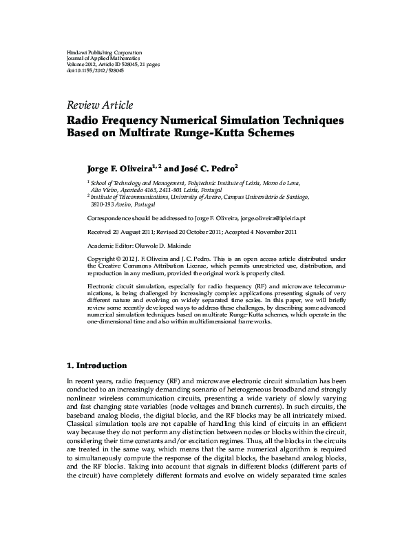 (PDF) Radio Frequency Numerical Simulation Techniques Based on ...