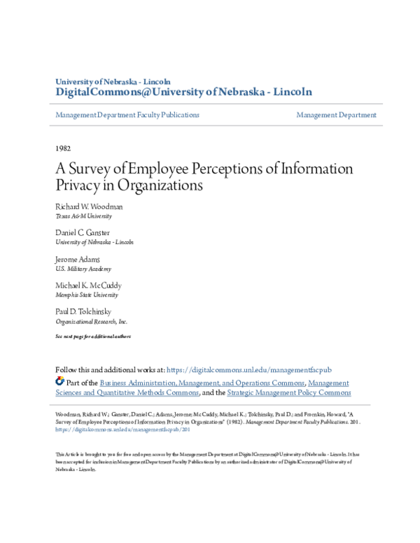 (PDF) A Survey of Employee Perceptions of Information Privacy in ...