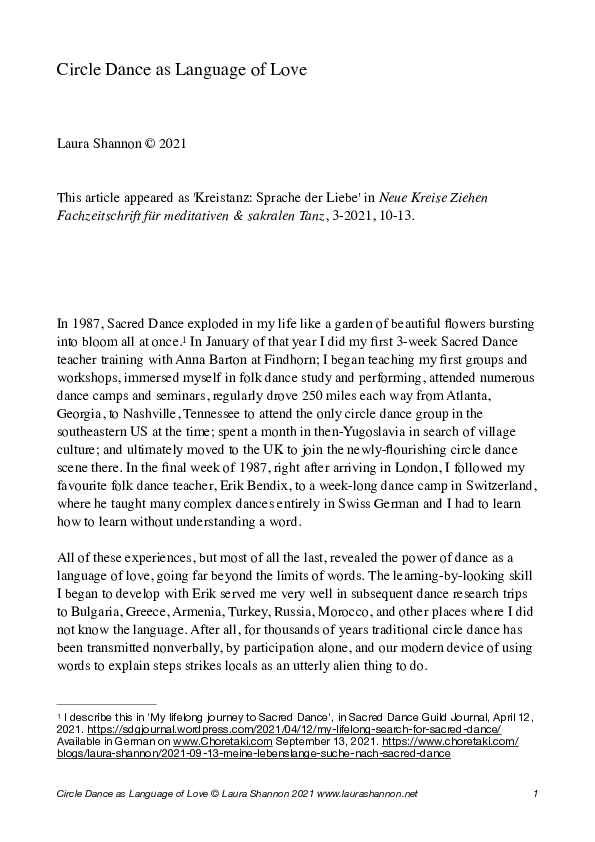 (PDF) Circle Dance as Language of Love
