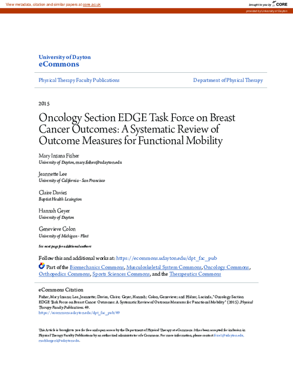 (PDF) Oncology Section EDGE Task Force on Breast Cancer Outcomes: A ...