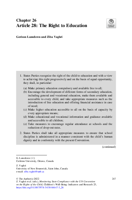 (PDF) Article 28: The Right to Education