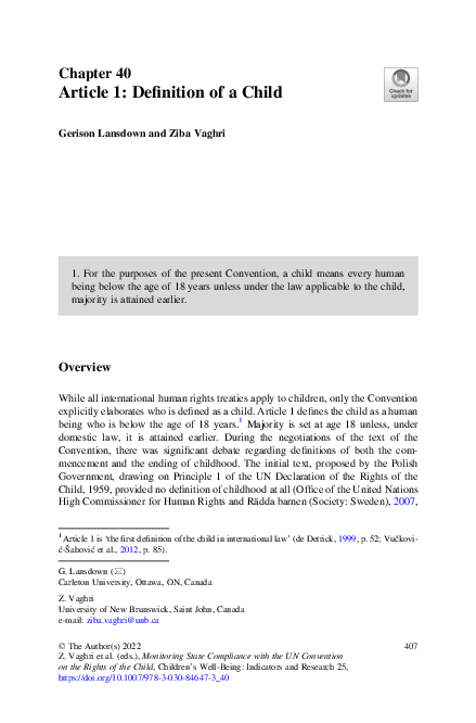 (PDF) Article 1: Definition of a Child