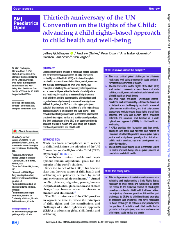 (PDF) Thirtieth anniversary of the UN Convention on the Rights of the ...