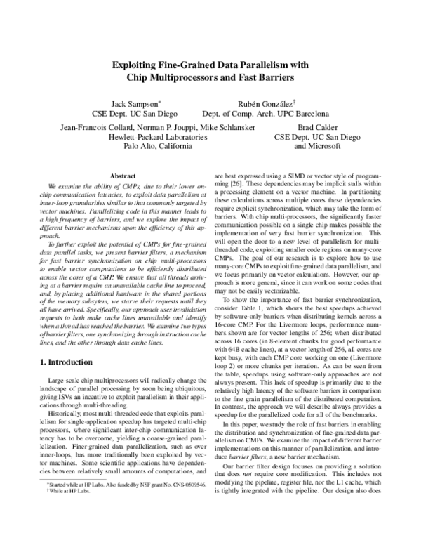 Pdf Exploiting Fine Grained Data Parallelism With Chip