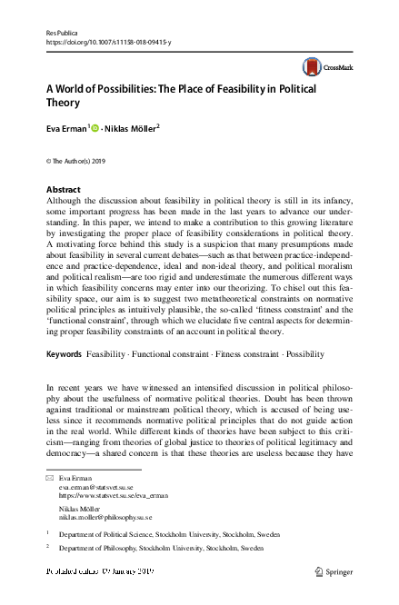 (PDF) A World of Possibilities: The Place of Feasibility in Political ...