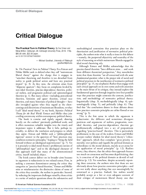(PDF) Response to Michael Goodhart’s review of The Practical Turn in ...