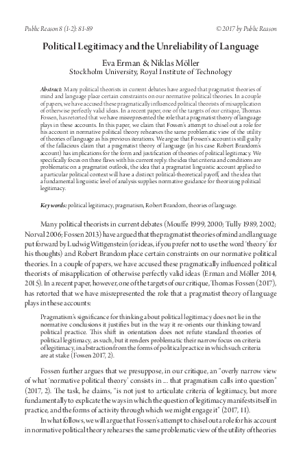 (PDF) Political legitimacy and the unreliability of language