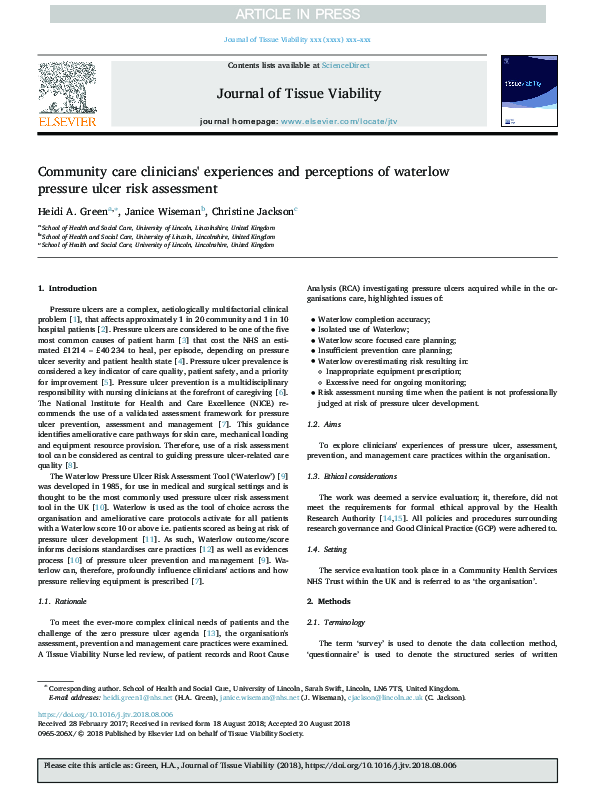(PDF) Community care clinicians' experiences and perceptions of ...