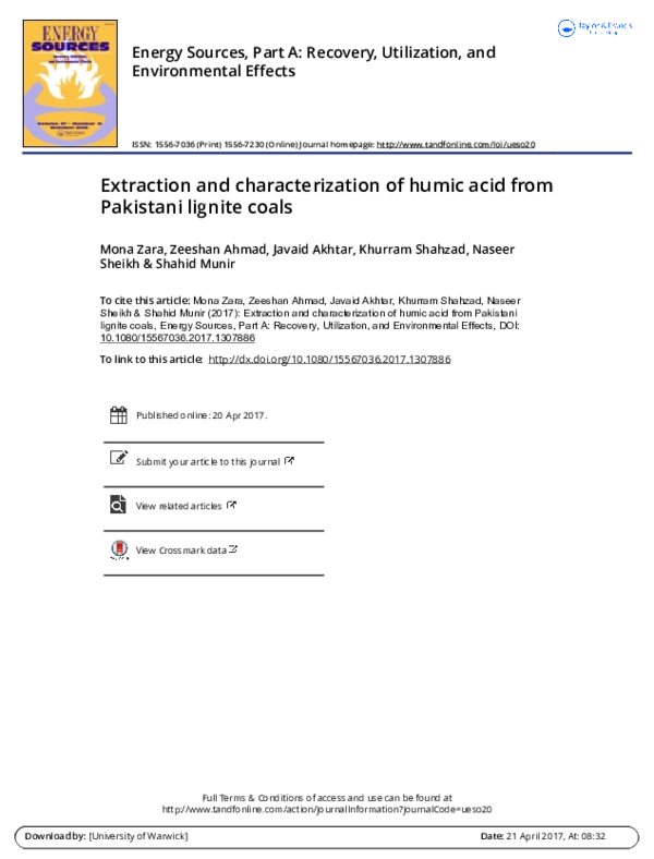 (PDF) Extraction and characterization of humic acid from Pakistani ...