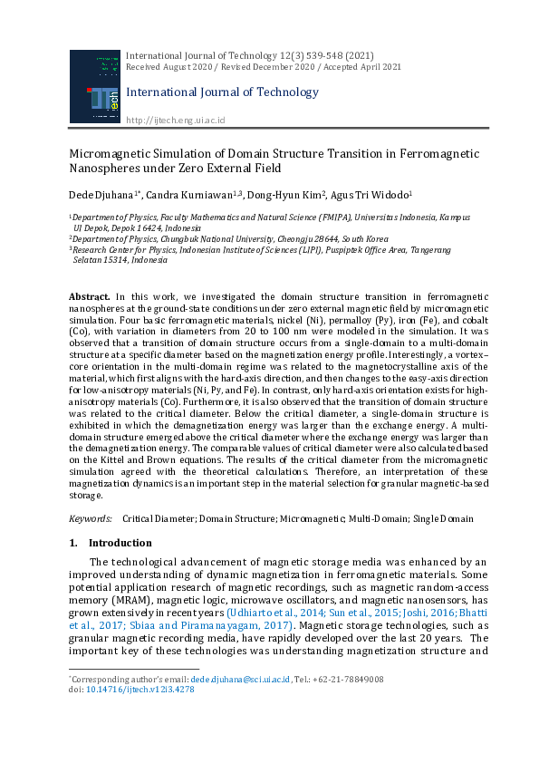 (PDF) Micromagnetic Simulation of Domain Structure Transition in Ferromagnetic Nanospheres under ...
