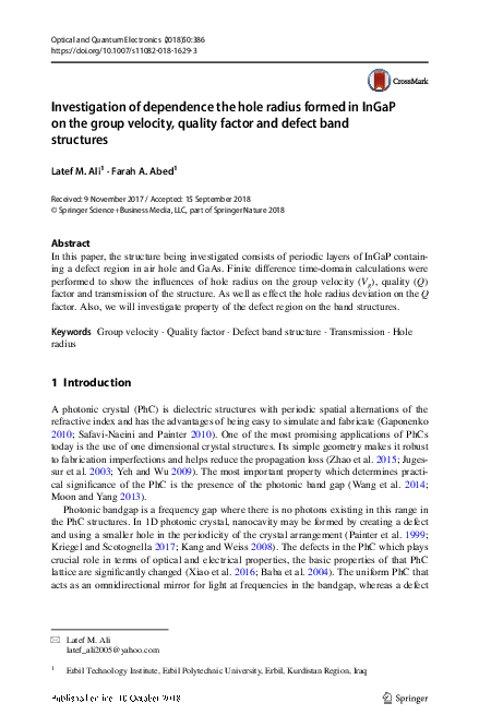 (PDF) Investigation of dependence the hole radius formed in InGaP on ...