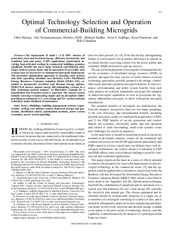 (PDF) Optimal Technology Selection and Operation of Commercial-Building ...