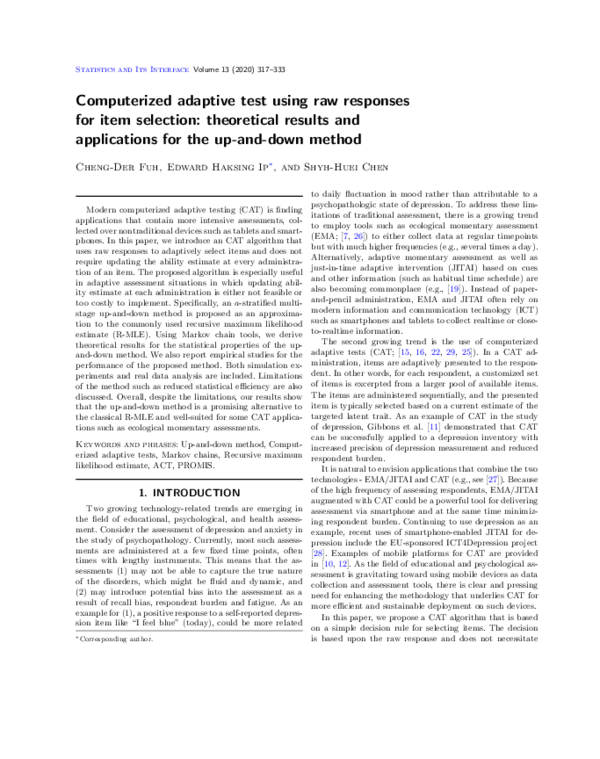 Pdf Computerized Adaptive Test Using Raw Responses For Item Selection Theoretical Results And