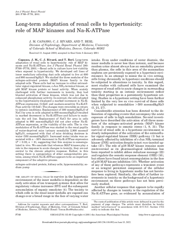 (PDF) Long-term adaptation of renal cells to hypertonicity: role of MAP ...