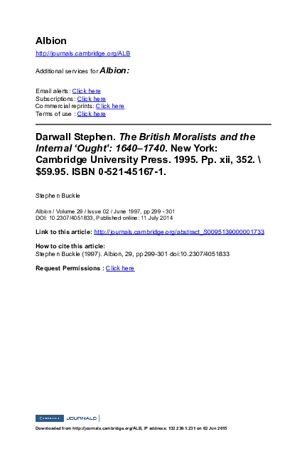 (PDF) The British Moralists and the Internal "Ought": 1640-1740.Stephen ...