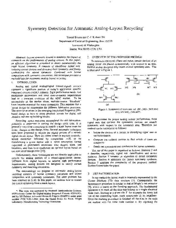 Pdf Symmetry Detection For Automatic Analog Layout Recycling