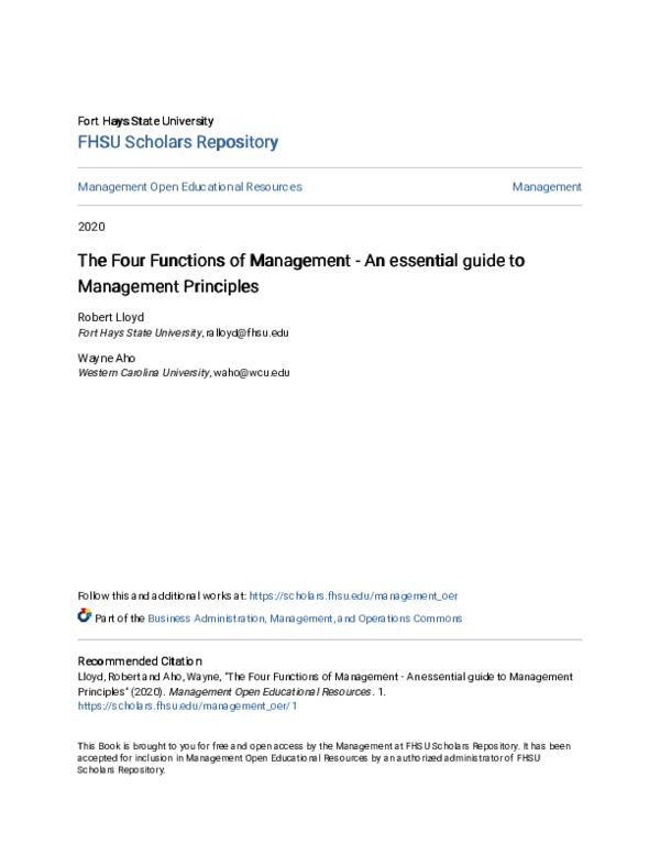 (PDF) The Four Functions of Management - An essential guide to ...