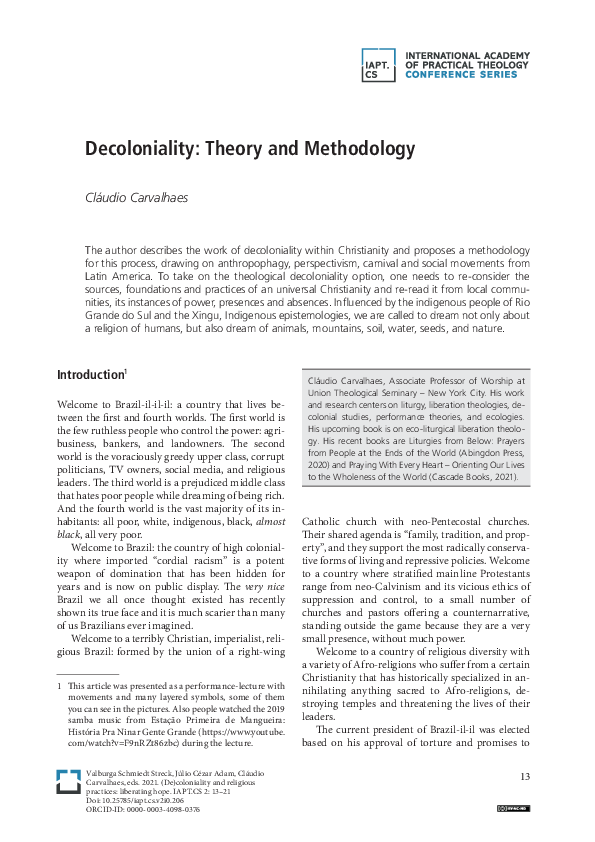 (PDF) Decoloniality: Theory and Methodology