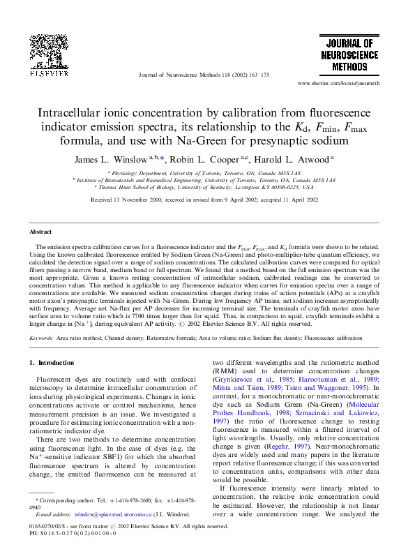 (PDF) Intracellular ionic concentration by calibration from ...