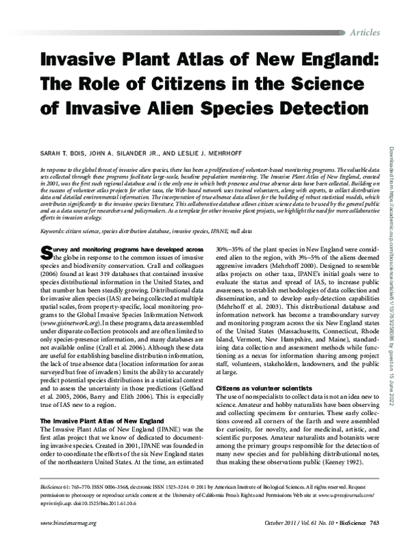 (PDF) Invasive Plant Atlas of New England: The Role of Citizens in the ...
