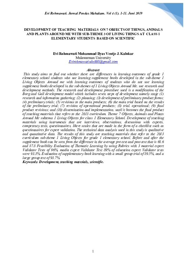 (PDF) Development of Teaching Materials on 7 Objects of Things, Animals ...