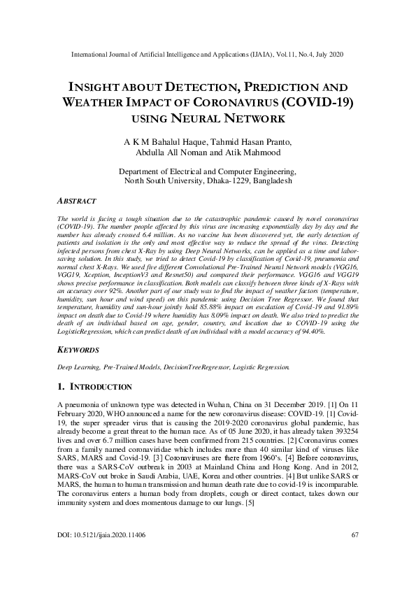 (PDF) Insight about Detection, Prediction and Weather Impact of ...