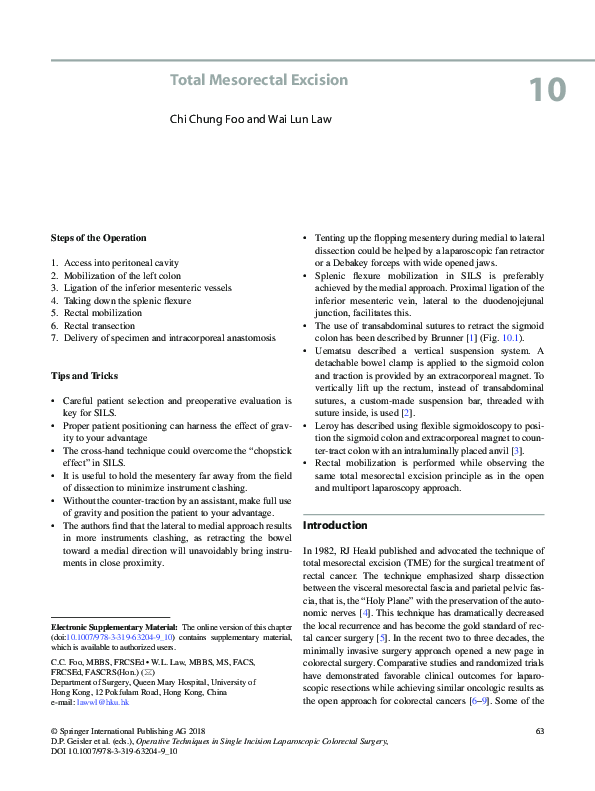 (PDF) Total Mesorectal Excision