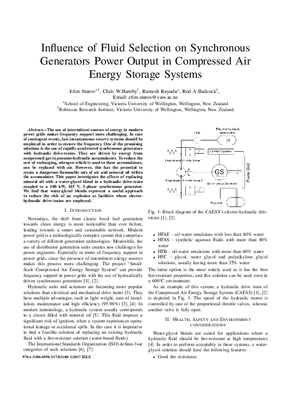 (PDF) Influence of fluid selection on synchronous generators power output in compressed air ...