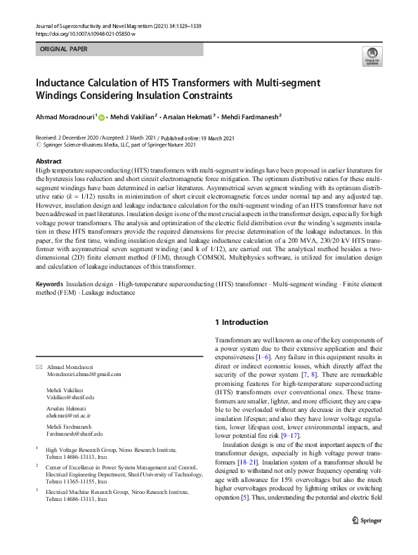 Pdf Inductance Calculation Of Hts Transformers With Multi Segment Windings Considering
