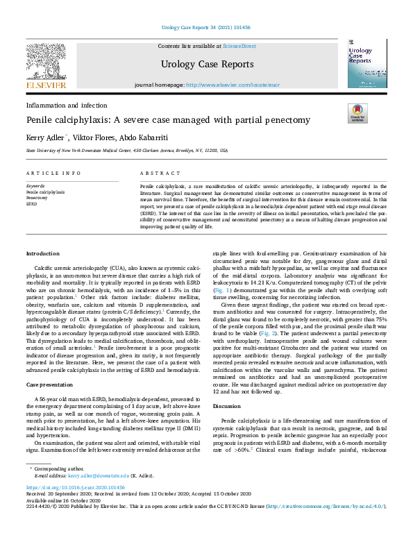 (PDF) Penile calciphylaxis: A severe case managed with partial penectomy