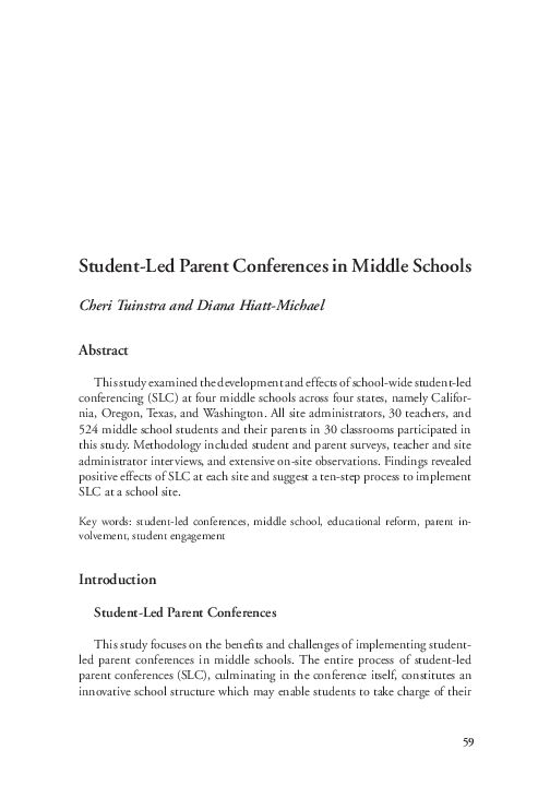 (PDF) Student-Led Parent Conferences in Middle Schools