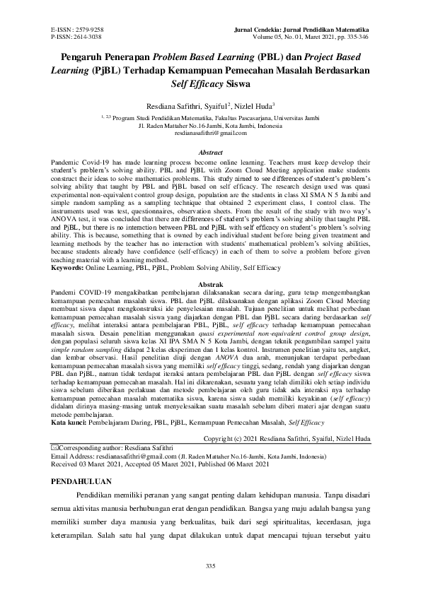 (PDF) Pengaruh Penerapan Problem Based Learning (PBL) dan Project Based ...