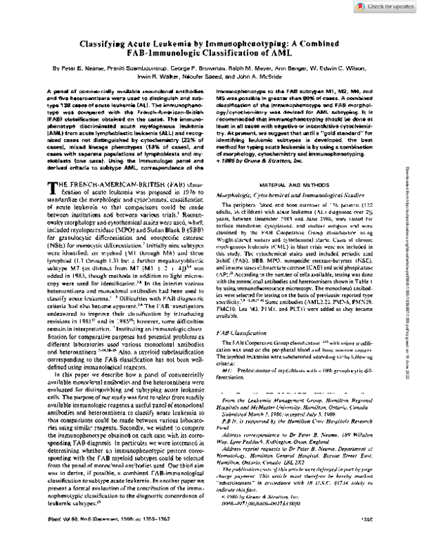 (PDF) Classifying acute leukemia by immunophenotyping: a combined FAB ...