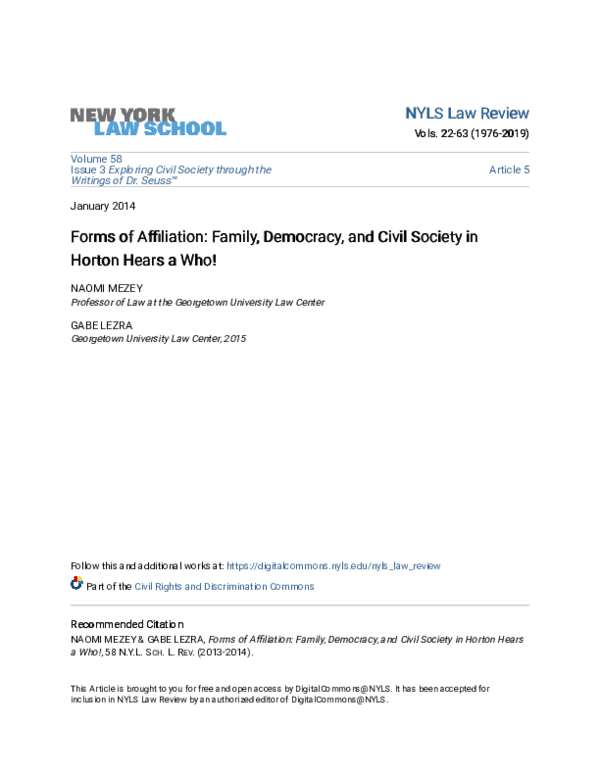 (PDF) Forms of Affiliation: Family, Democracy, and Civil Society in ...