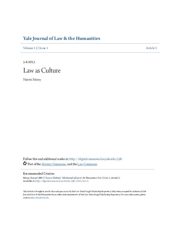 (PDF) Law as Culture