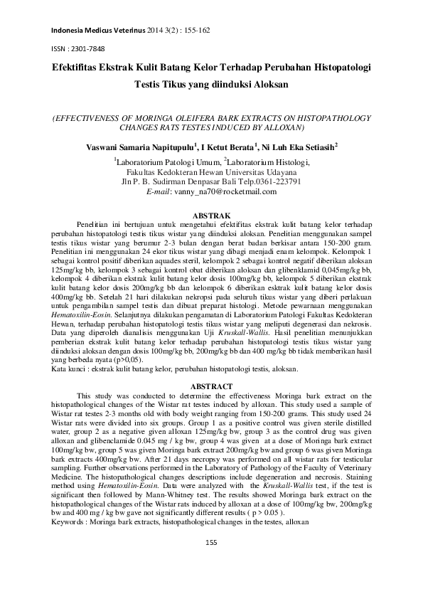 (PDF) Efektifitas Ekstrak Kulit Batang Kelor Terhadap Perubahan ...