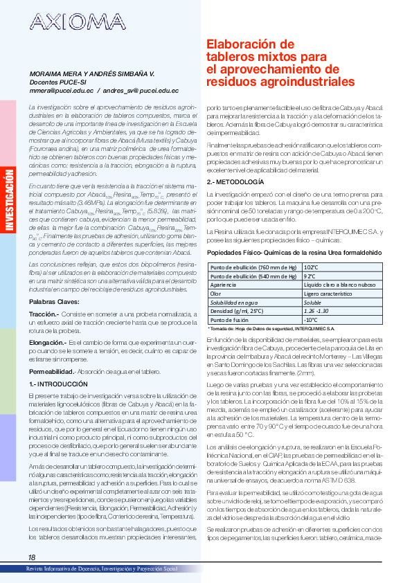 (PDF) Elaboración de tableros mixtos para el aprovechamiento de residuos agroindustriales